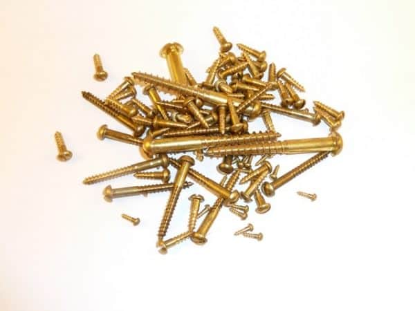 Solid Brass Wood Screws 3/8" x 3 g, slotted round Head (200 screws ...